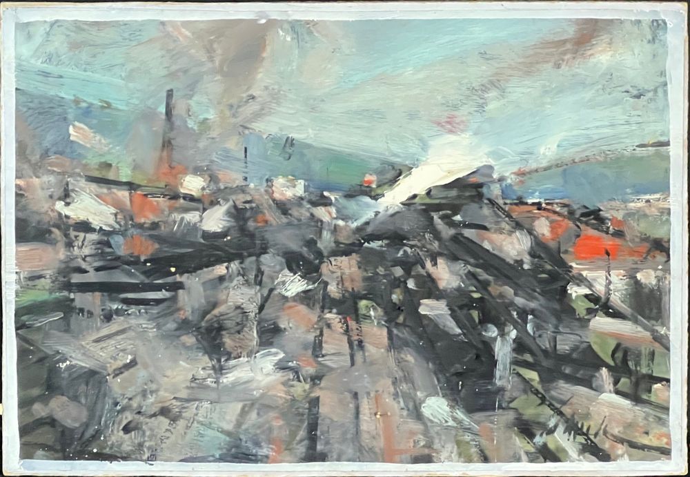 Walter Emil Müller. Bahnhofdarstellung. Öl auf Papier (Gebraucht) in Zumikon für CHF 140 – mit ...