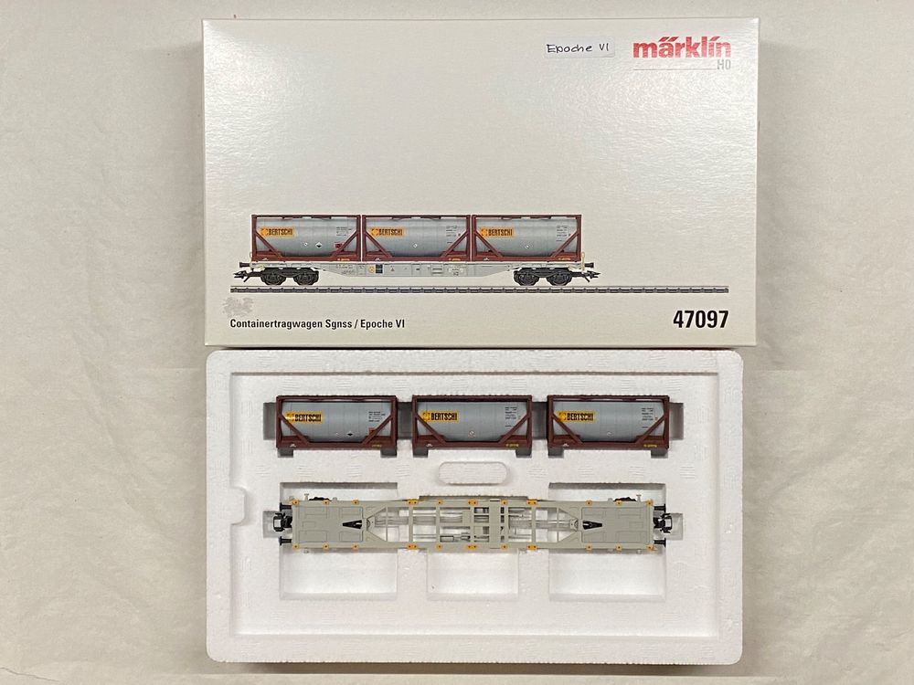 Märklin 47097 (H0 GS) HUPAC Container-Tragwagen „BERTSCHI“ (Gebraucht ...