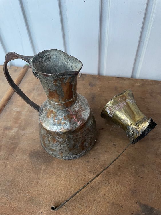 alte antike Kupfer Kanne Pfanne Messing Zinn Altkupfer (Gebraucht) in ...