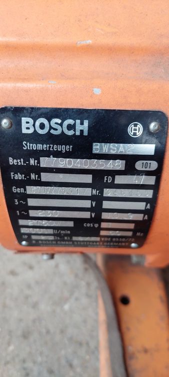 Bosch BWSA2 Stromerzeuger (4 Takt) (Gebraucht) in Niederuzwil für CHF ...