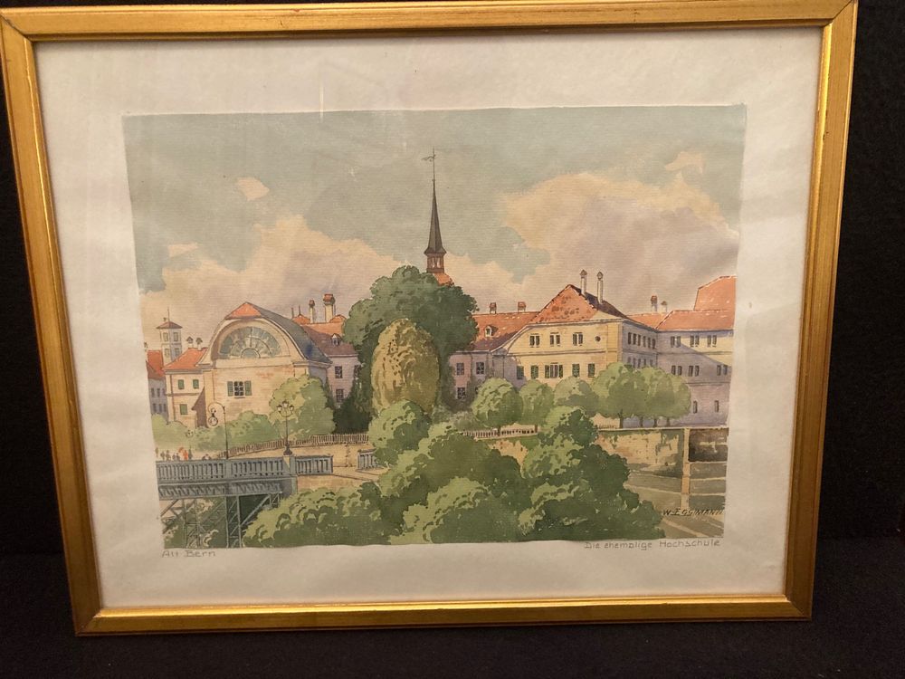 Aquarell, Walter Eggimann, alte Hochschule in Bern (Gebraucht) in Bösingen für CHF 81 – mit ...