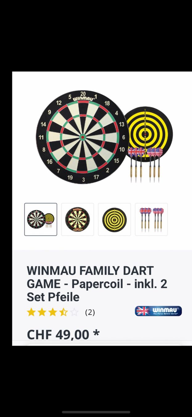DART 🎯 SCHEIBE - WINMAU+Family-DART-GAME & 6 PFEILE (Gebraucht) in ...