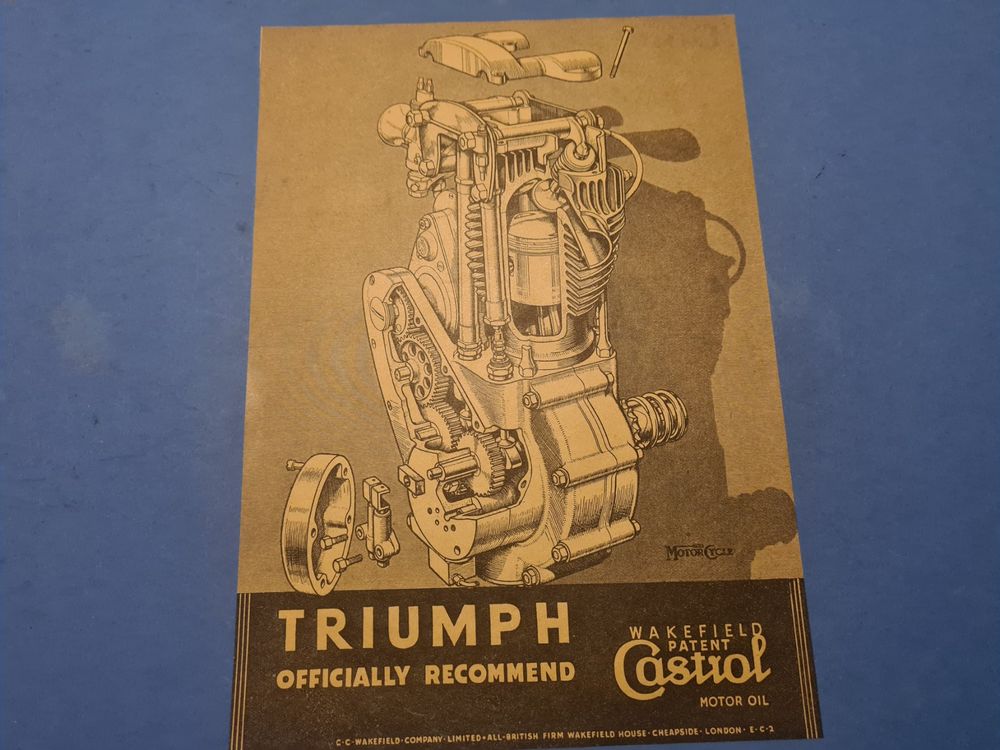 MOTO TRIUMPH CASTROL PUBLICITE MOTORCYCLE OLDTIMER | Kaufen auf Ricardo