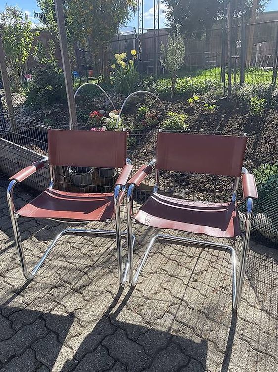 2 Freischwinger Stühle. Echtleder, klassischer Look | Kaufen auf Ricardo