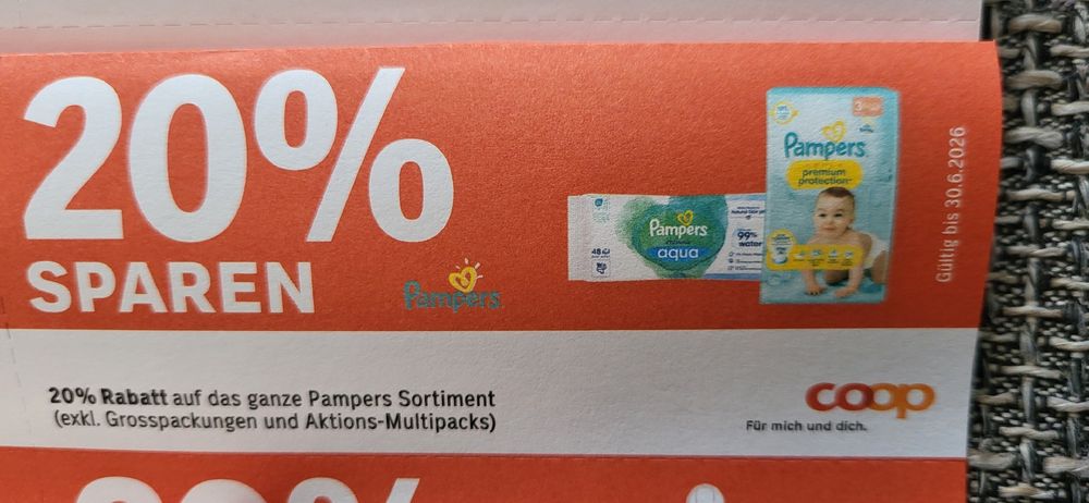 Coop Pampers Gutschein (20%), gültig bis 30.06.26 (Neu (gemäss Beschreibung)) in Uttigen für CHF ...