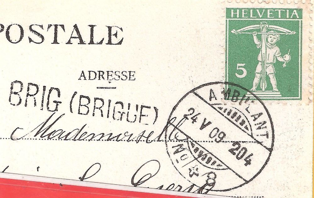 24.5.1909 Gornergratbahnendstation Zermatt/Balkenstempl BRIG (Gebraucht ...