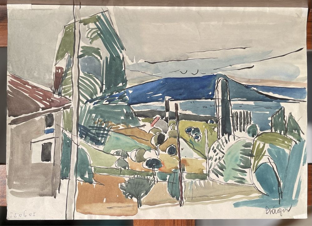 F. Stäger Aquarell Seelandschaft 1955 signiert | Kaufen auf Ricardo