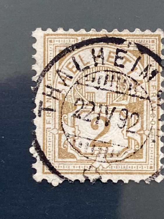 Schweiz 1892 Ziffern 2 Vollstempel THALHEIM 22.IV.92 (Gebraucht) in Liestal für CHF 1 – mit ...