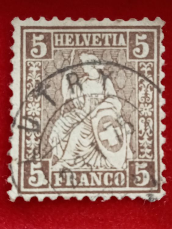 Briefmarke Sitzende Helvetia 5 Rp (Gebraucht) in Alpnach Dorf für CHF 7 – mit Lieferung auf ...