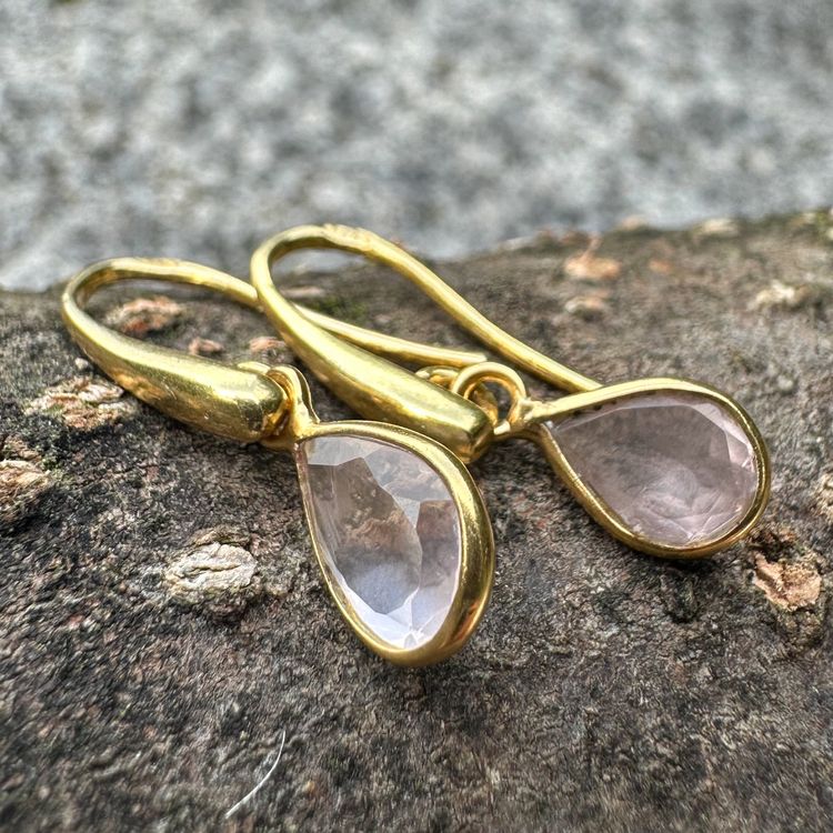 Rosenquarz Ohrhänger 925 Sterling Silber gelbvergoldet (Neu (gemäss Beschreibung)) in Basel für ...