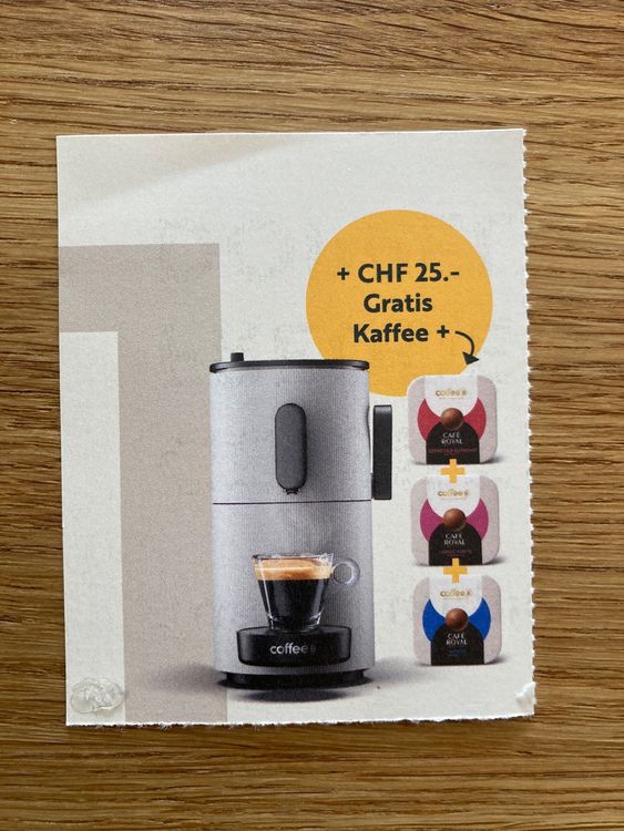 Gutschein für CoffeeB Kaffeemaschine (Neu und originalverpackt) in Winterthur für CHF 5 – mit ...