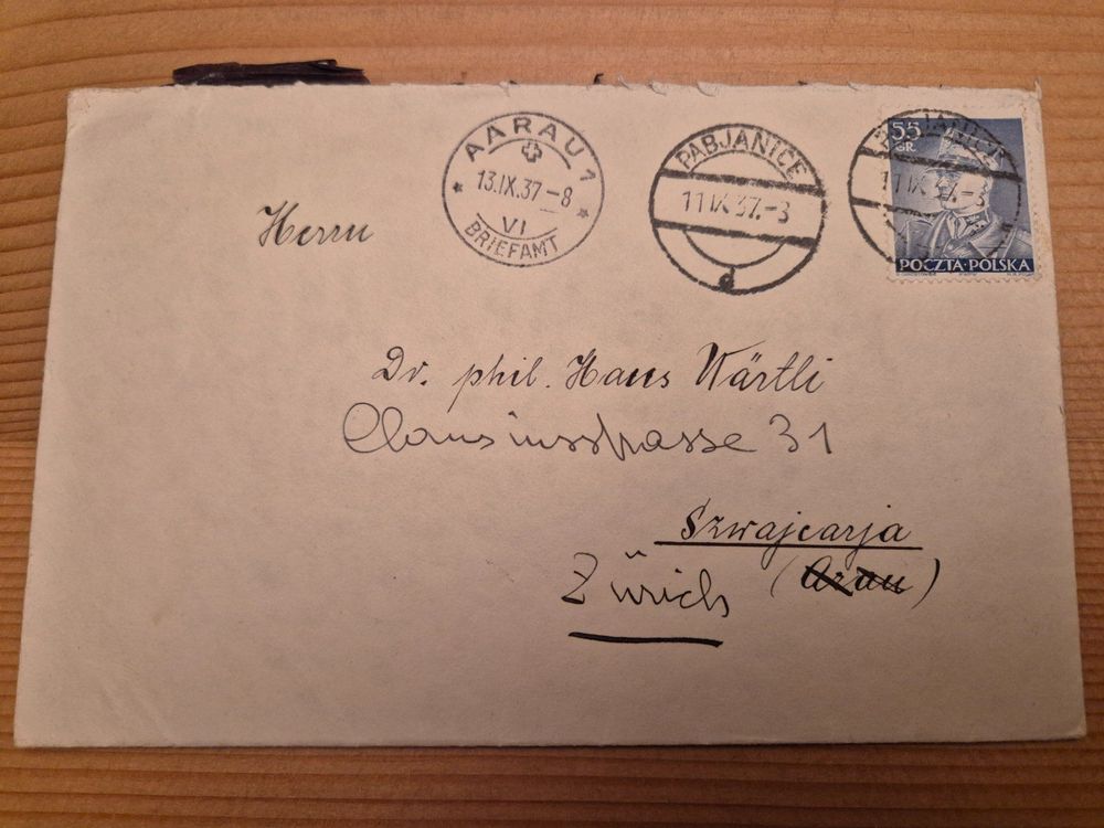Polen Brief nach Aarau aus 1937 Zustand gem. Bilder (Gebraucht) in Oberuzwil für CHF 1 – mit ...