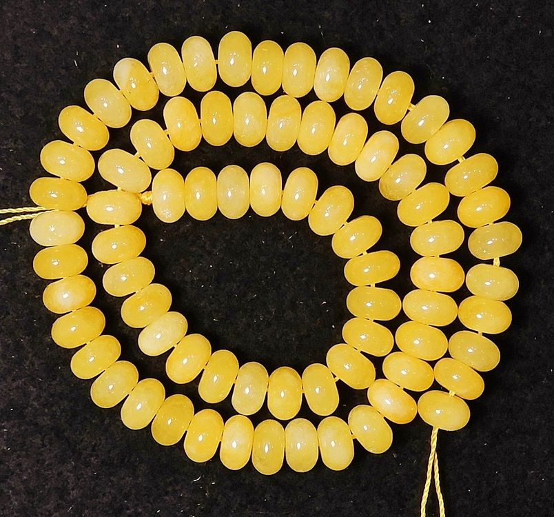 1 Strang echte tolle Honig Jade Perlen Rondellen 8 x 5 mm (Neu (gemäss ...