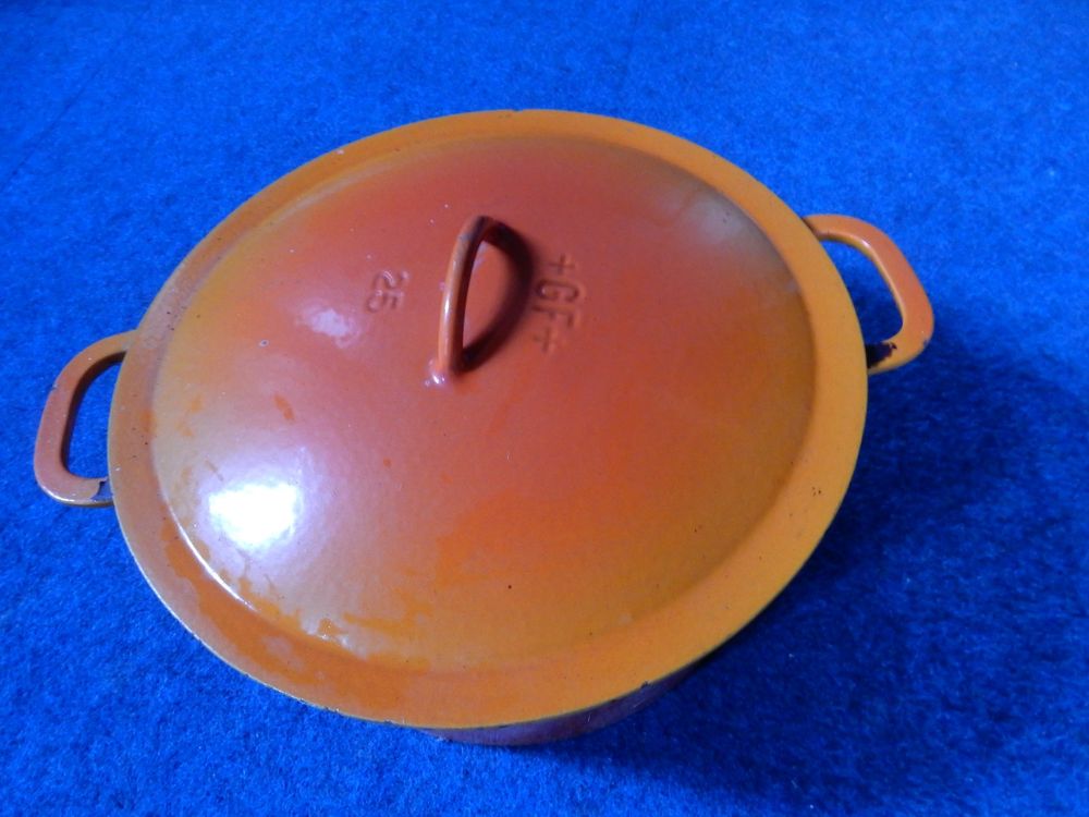 antike Gusseisen Pfanne orange Emaille Georg Fischer GF (Gebraucht) in ...