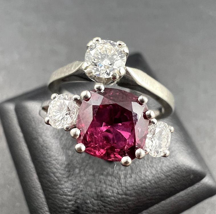 2 Ringe 18k Wg Gr.52, Solitär ca.0.24c, Rubin Diam Ring*S426 | Kaufen ...