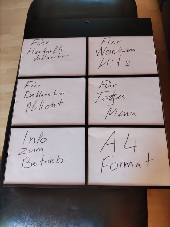 Menu-Tafel, Info-Tafel mit 6 A4 Fächern (Gebraucht) in Spreitenbach für ...