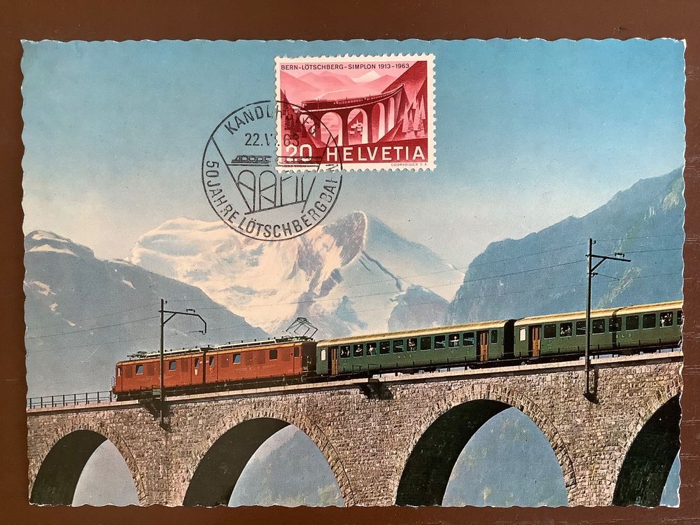 Maximumkarte 1963 Fdc Lötschbergbahn Bahn Simplon train (Gebraucht) in Meyrin für CHF 6.5 – mit ...