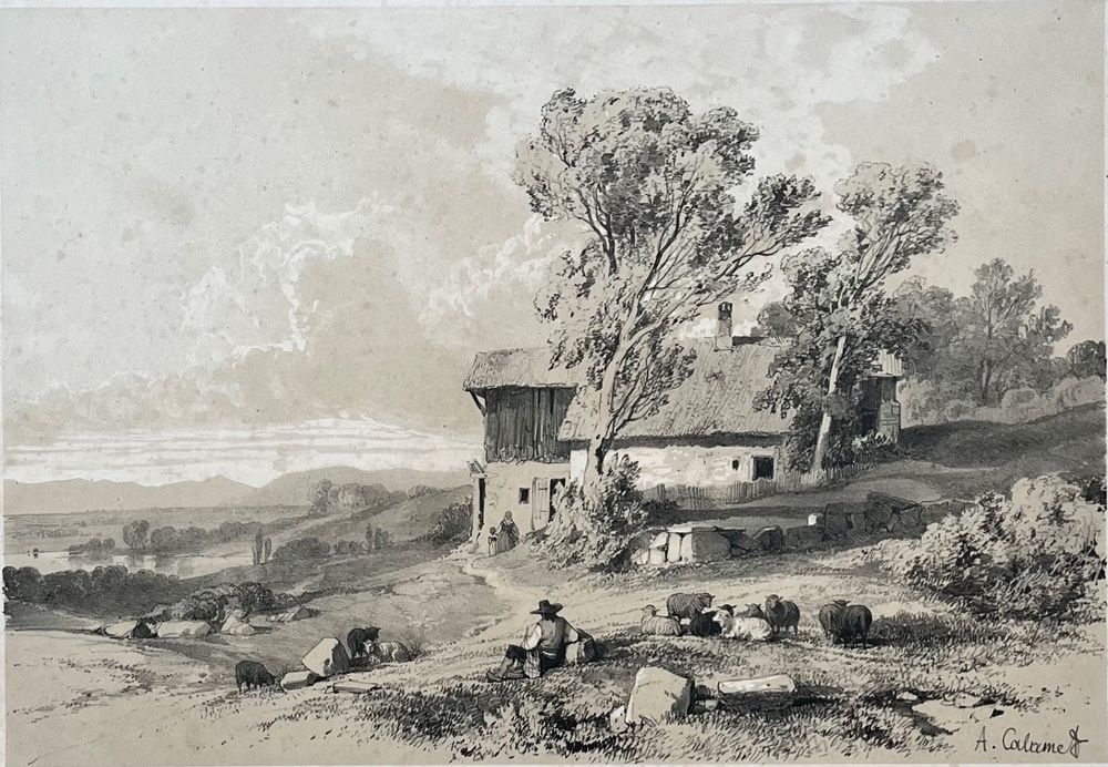 Alexandre Calame (1810-1864) Litho. mit Blindzeichen (Gebraucht) in ...