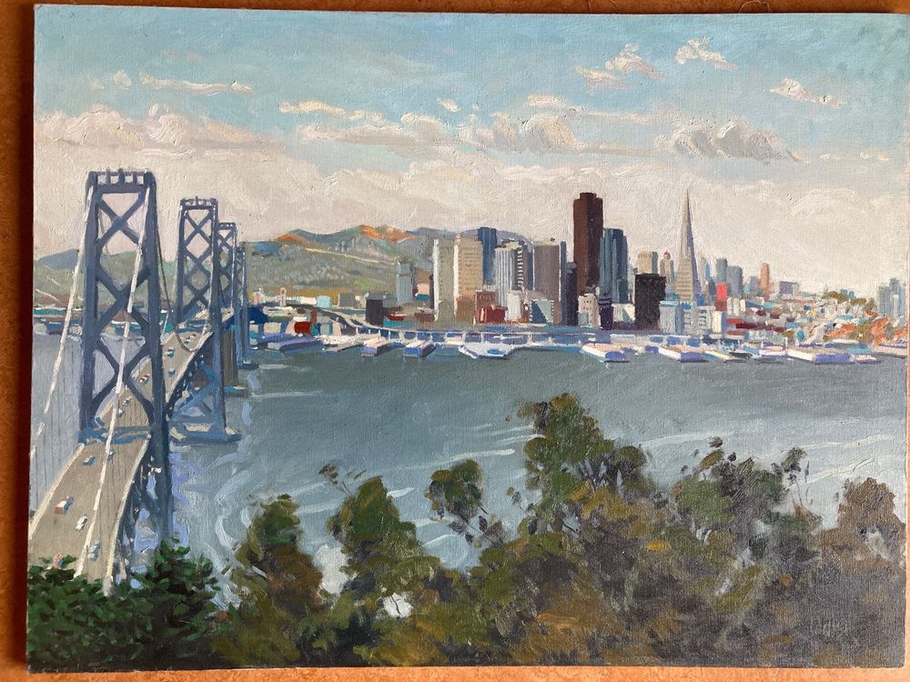 San Francisco Skyline, Ölgemälde von Rusty Walker (Neu (gemäss ...
