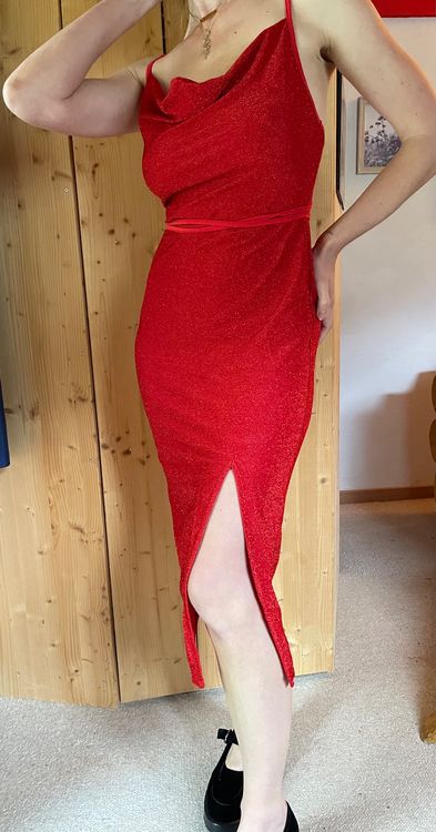 Lusso Cocktail abito nuovo in colore lampone con Lurex (Nuovo e nell ...