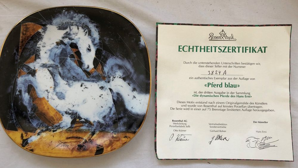 Hans Erni - Rosenthal - Teller - "Dynamische Pferde" - 4Stck (Gebraucht) in Schaffhausen für CHF ...