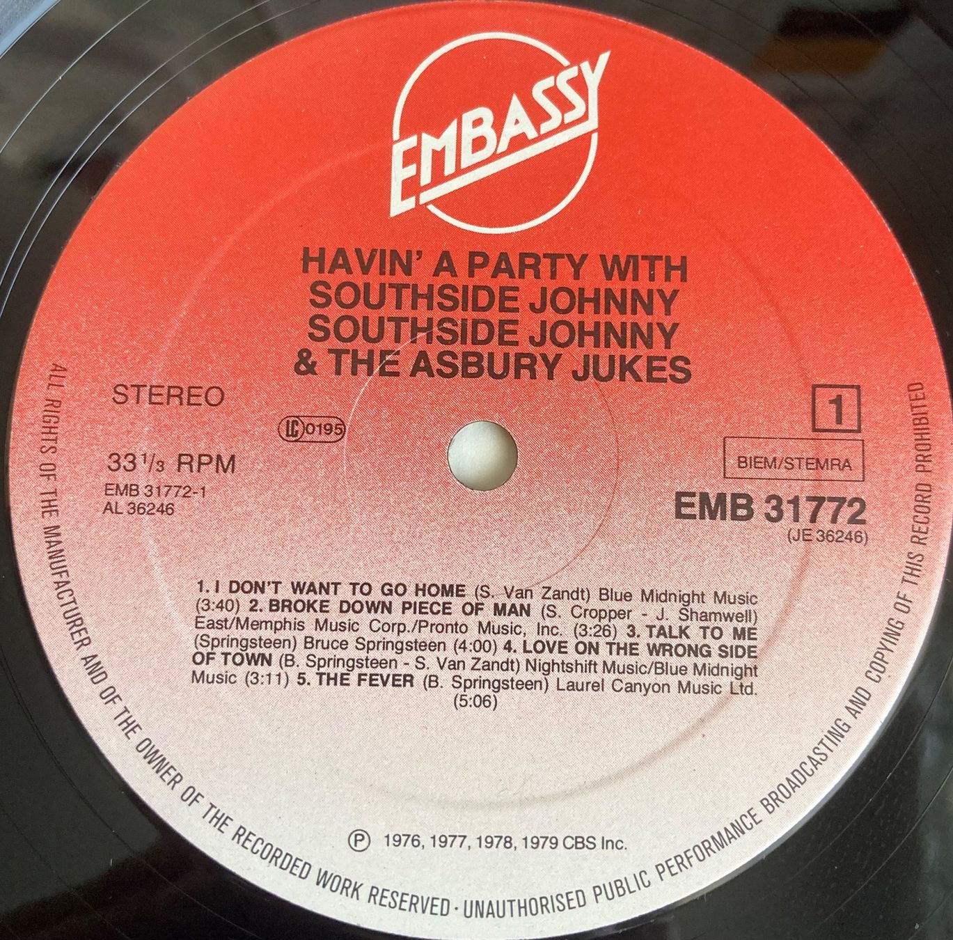 Southside Johnny & The Asbury Jukes -Havin' A Party With… LP (Gebraucht ...