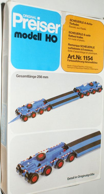 Preiser Scheuerle 1:87 Tieflader , 8 Achsig , blau (Neu und ...
