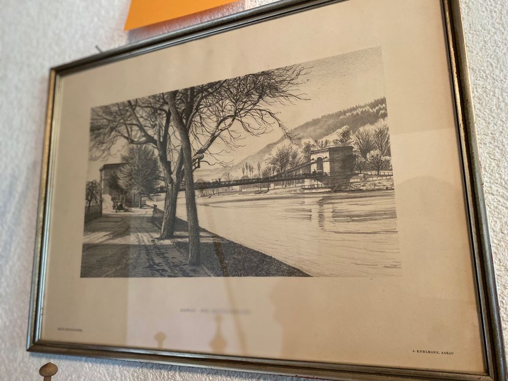Bild/Stich „Kettenbrücke Aarau“ | Kaufen auf Ricardo