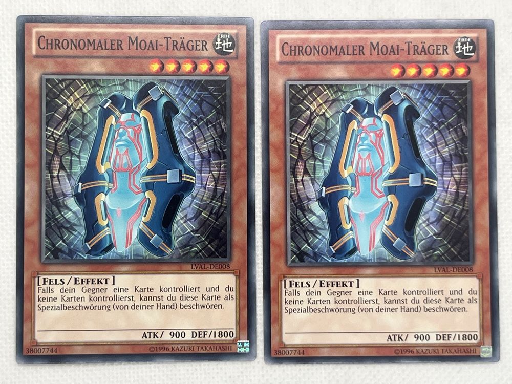 Yu-Gi-Oh 2x Chronomaler Moai-Träger, LVAL-DE008, Top Zustand (Gebraucht ...
