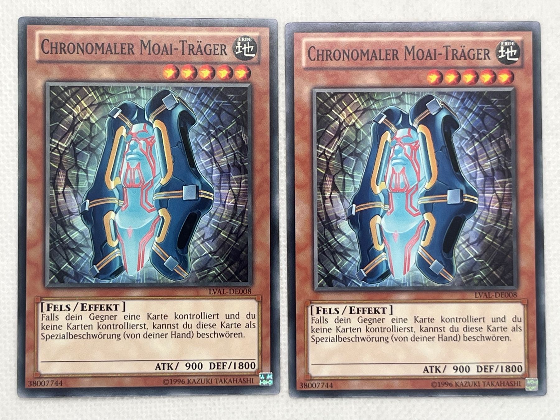 Yu-Gi-Oh 2x Chronomaler Moai-Träger, LVAL-DE008, Top Zustand (Gebraucht ...
