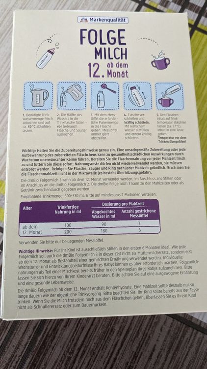 DM Bio Folge Milch ab dem 12. Monate - Folgemilch 3 - 3 Pack (Neu und ...
