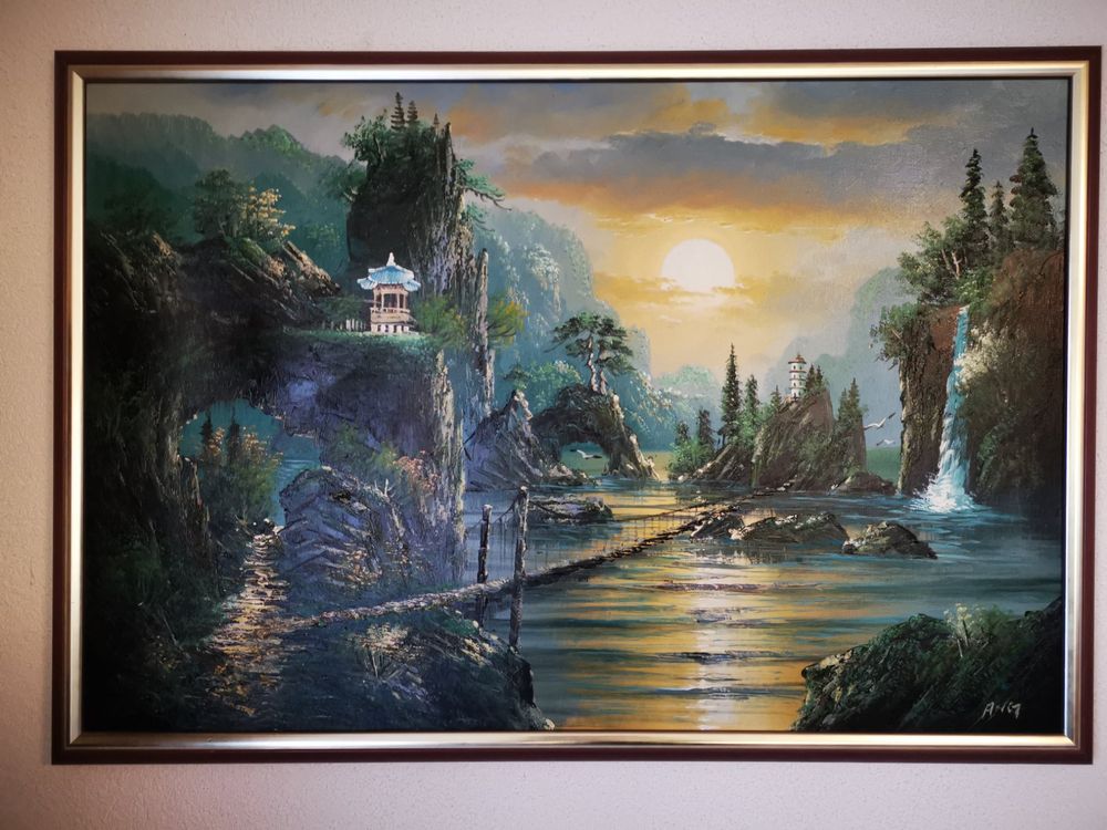 Wunderschönes Gemälde auf Leinwand Asiatische Landschaft (Gebraucht) in Rebstein für CHF 300 ...