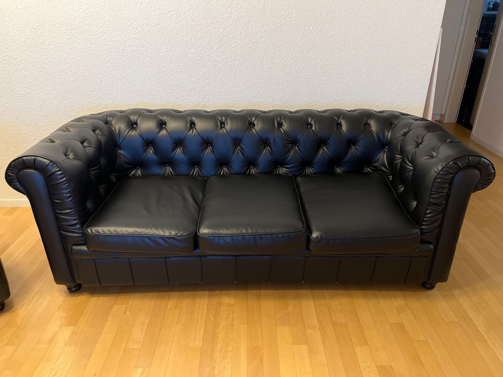Sofa Leder Chesterfield Oxford Sessel Leder und 3er Bett | Kaufen auf ...