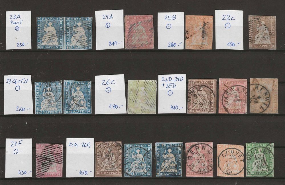 Lot Strubel Ausgaben ab 1854 - 1862 : KP 2630.-- (Gebraucht) in Gümligen für CHF 75 – mit ...