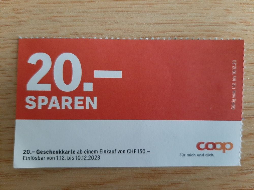 Coop: Bon CHF 20 ab Einkauf CHF 150; 1.-10.12.2023 | Kaufen auf Ricardo