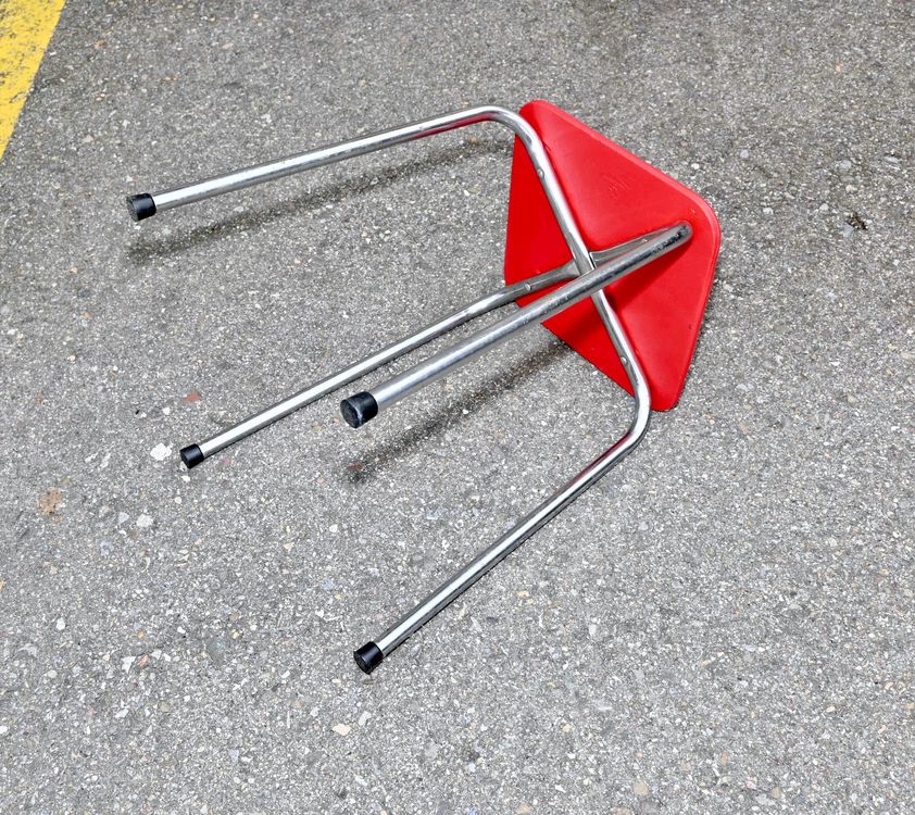 70er franz. TABOURETTLI Hocker ROT Soudex Vinyl (Gebraucht) in ...