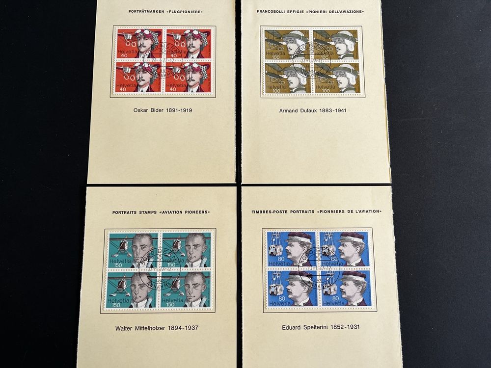 1977 Porträts IV -Flugpioniere FDC Viererblock (Gebraucht) in Rorschach für CHF 4 – mit ...