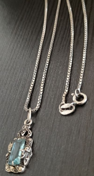 Collier ancien en argent 830,et 925 avec un topaze bleu. (D'occasion) à ...