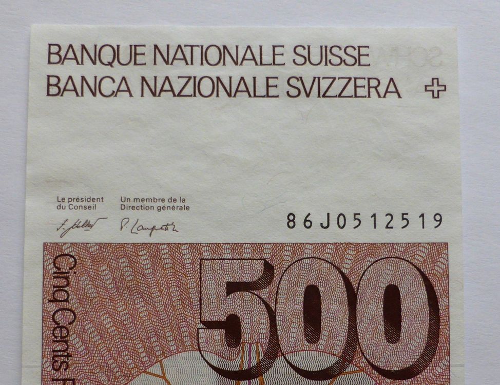 500 Franken - Albert Haller - 1986 (D'occasion) à Buochs pour CHF 715 ...