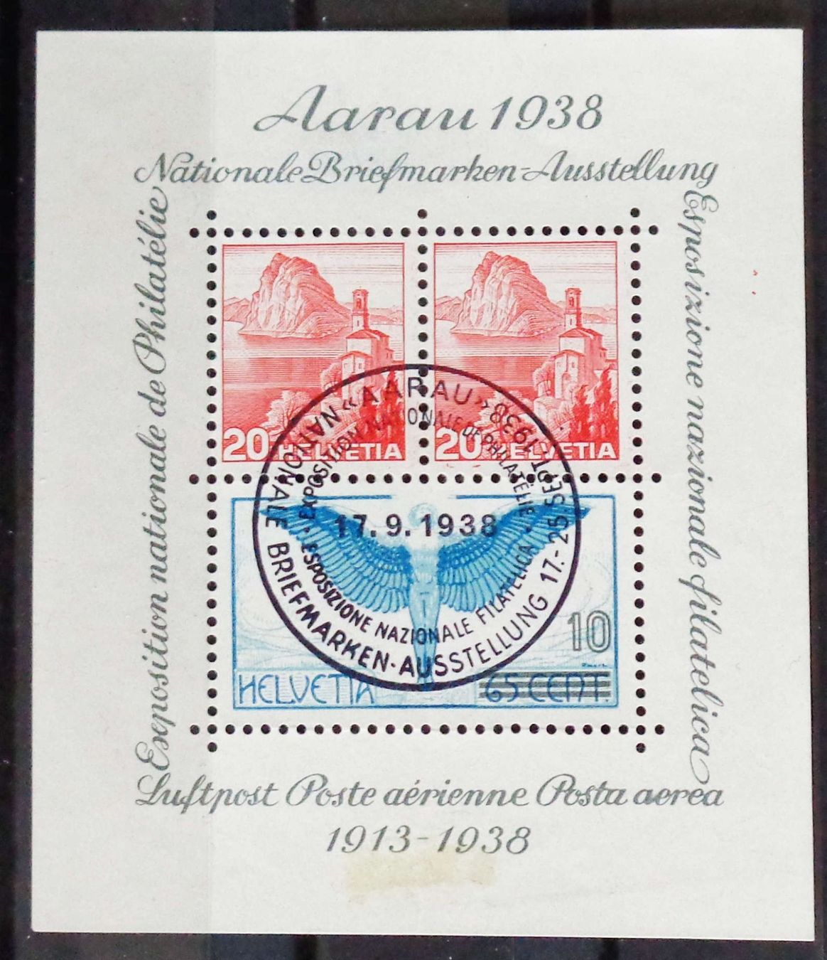 Aarau-Block 1938: ET-gestempelt, leichte Mängel (Gebraucht) in Zürich ...