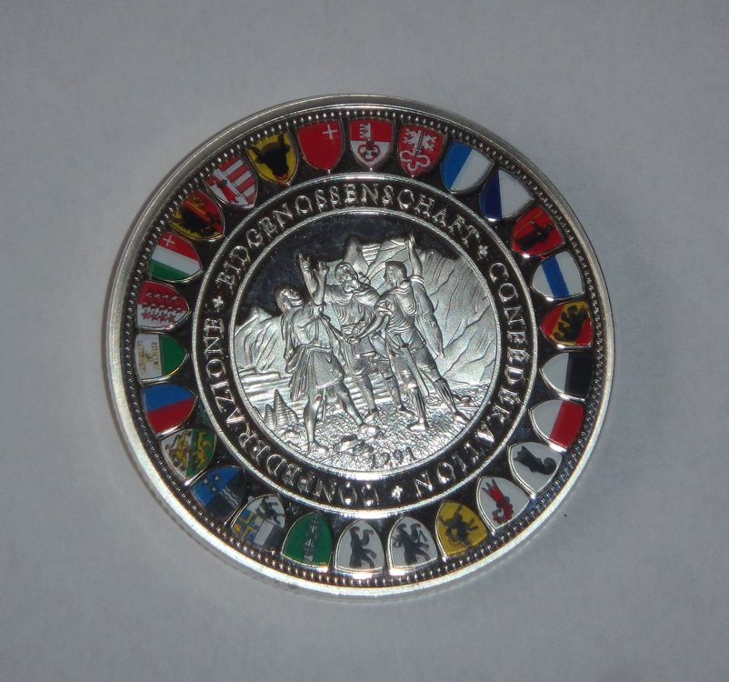 Medaille Rütlischwur mit Wappen aller Schweizer Kantone (Gebraucht) in Schänis für CHF 9 – mit ...