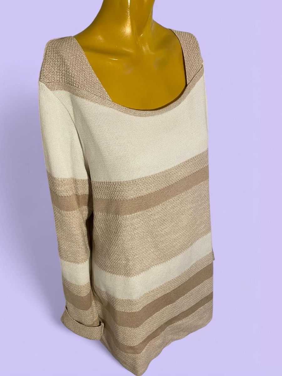 Pull rayé beige/crème, taille 48 (D'occasion) à Troinex pour CHF 15 ...