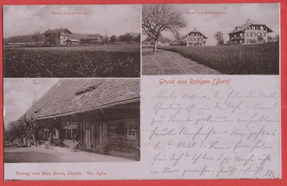 Rubigen bei Bern - mit Bahnhof und Post - 1905 Rundstempel | Kaufen auf ...