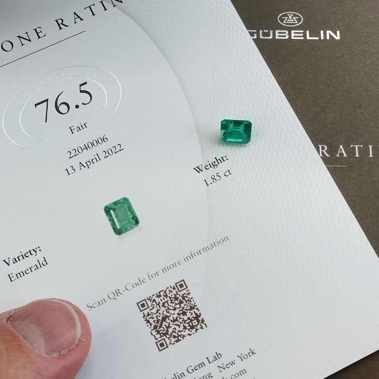 1.85 cts GÜBELIN Zert. SMARAGD EDELSTEIN ⚠️ MINOR OIL (Neu (gemäss ...