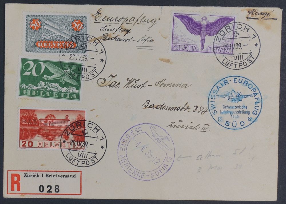 CH - Flugpost - Sonderflug - SF 39.1e - Sofia (Gebraucht) in Rombach für CHF 30 – mit Lieferung ...