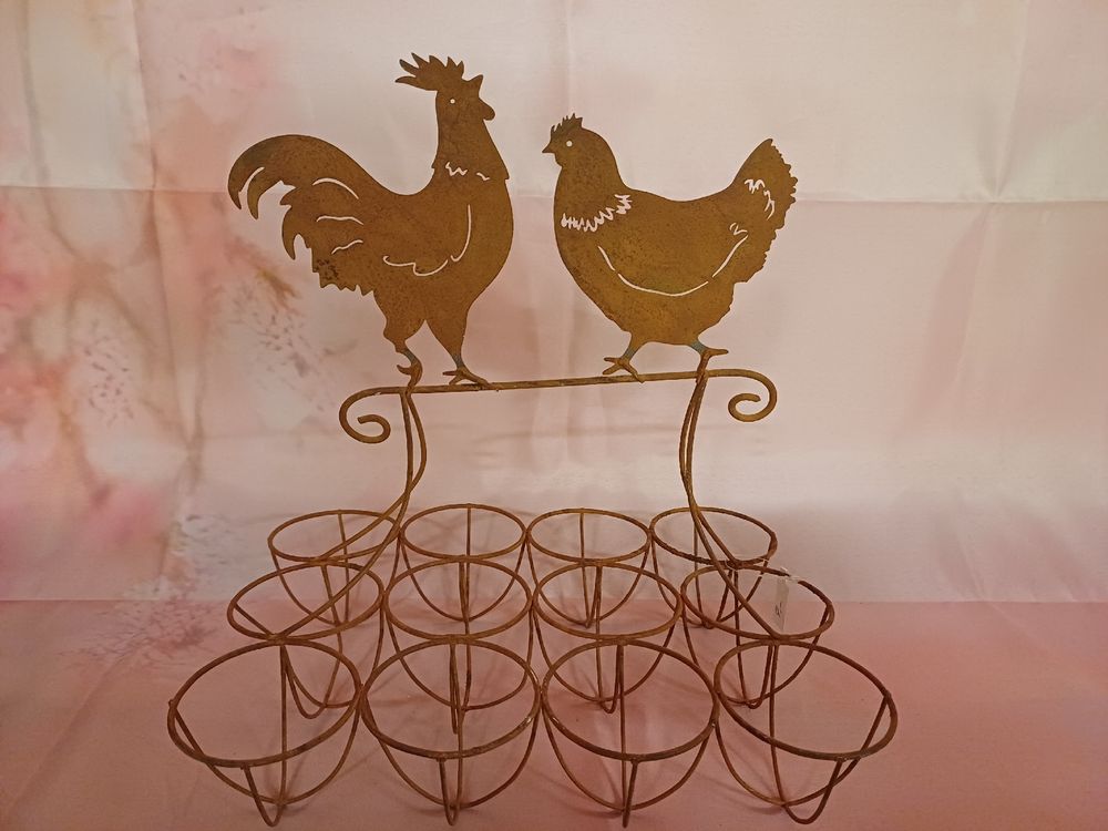 Eierhalter Hahn & Henne Deko Metall Landhaus neu | Kaufen auf Ricardo