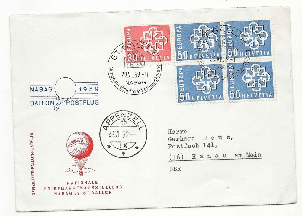 Nabag 1959 Ballonpostflug 1k (Gebraucht) in Aarau für CHF 2 – mit ...