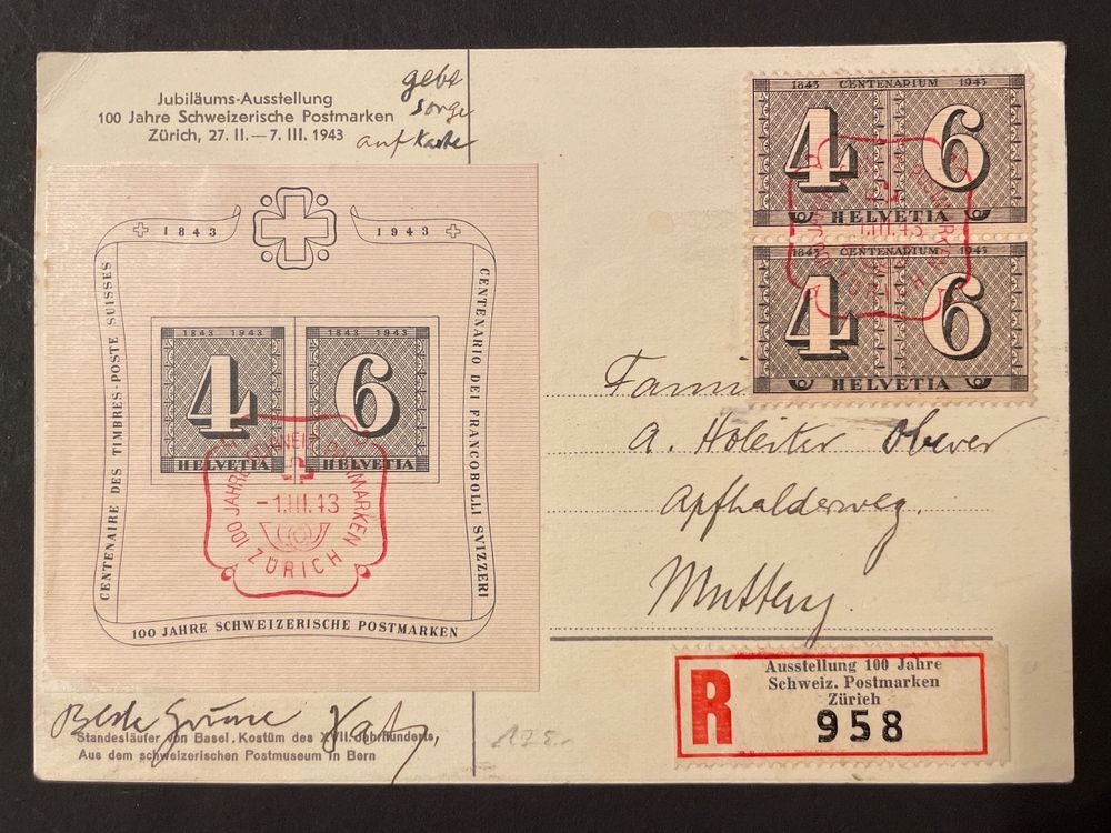 100 Jahre Schweiz Postmarke Jubiläumsbogen & Doppelblock | Kaufen auf ...