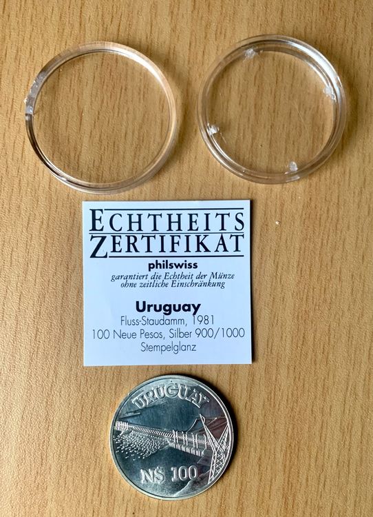 1 Gedenkmünze Silber 100 neue Pesos, Fluss-Staudamm, Uruguay (Neu (gemäss Beschreibung)) in Biel ...