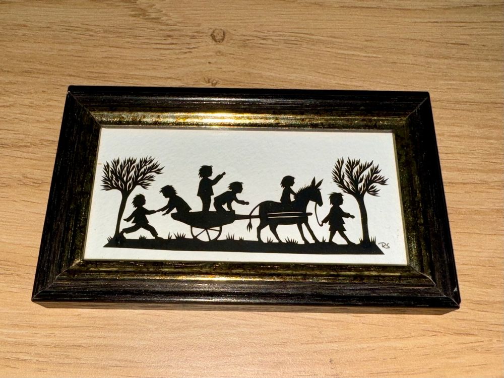 Schöner originaler Scherenschnitt - spielende Kinder von RS | Kaufen ...